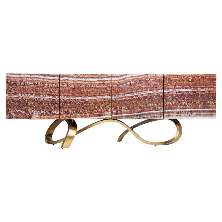 Contemporary Diablo Sideboard in Red Onyx Ribbon Base by Railis Design ...