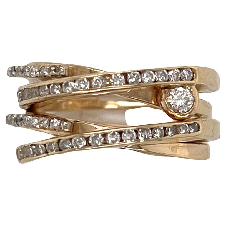 Bague jonc large moderne contemporaine en or jaune 18 carats avec ...