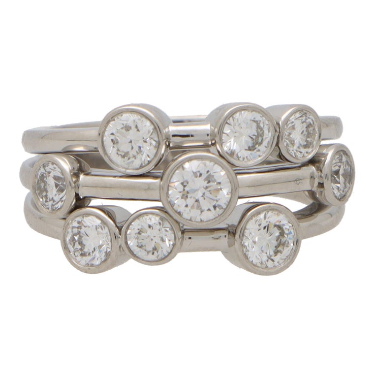 Contemporary Diamond Bubble Ring Set in Platinum 'Medium Model' For ...