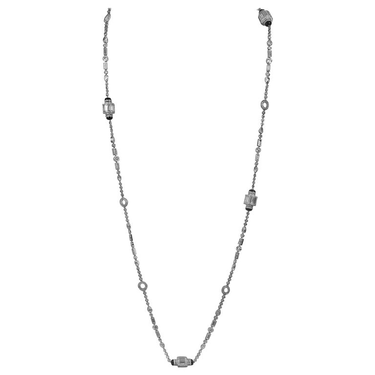 Diamond Platinum Contemporary Art Deco Style Rondelle Necklace For Sale ...