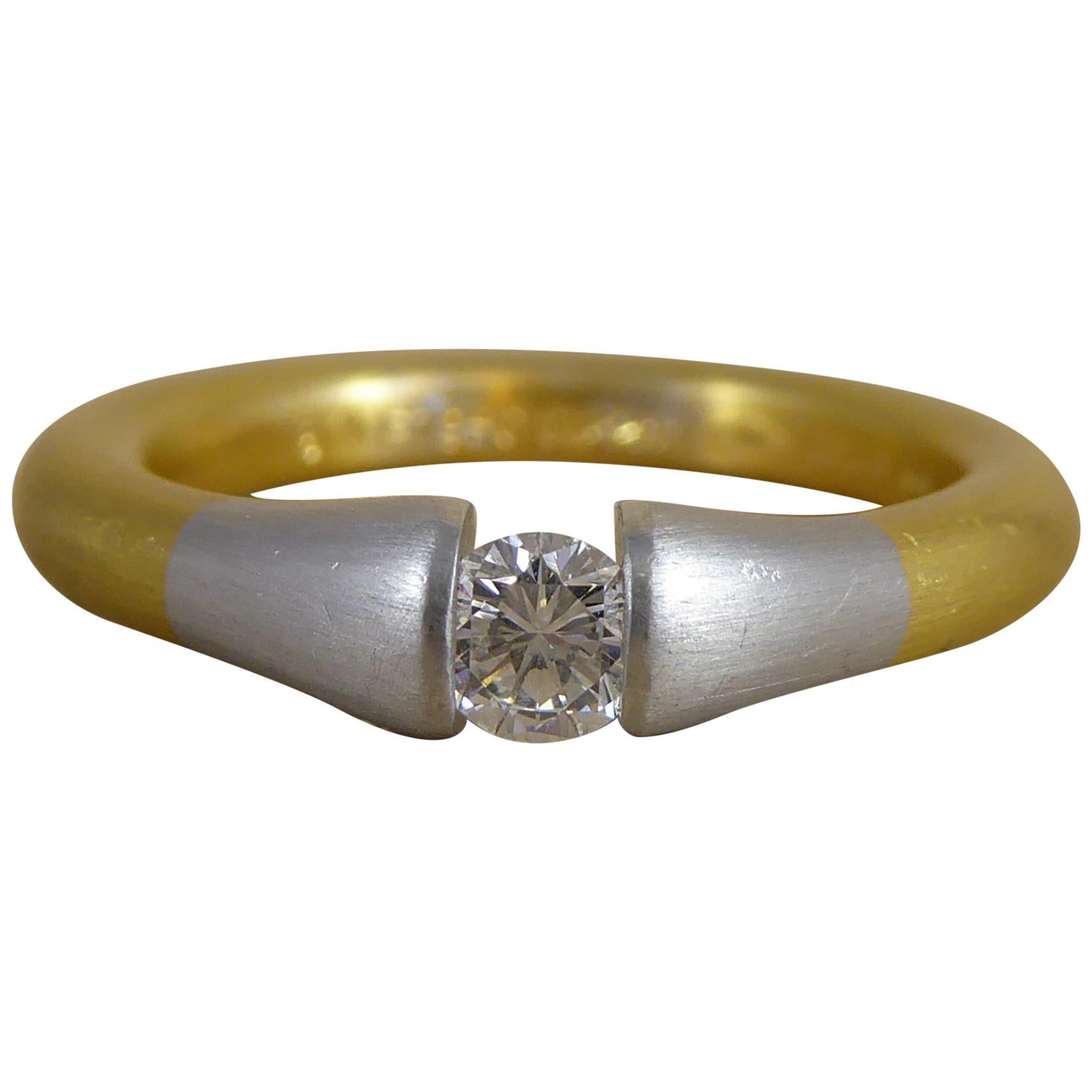 Heavy Twisted Tension Ring 950 Platinum and 21.6 Karat Gold For Sale at ...