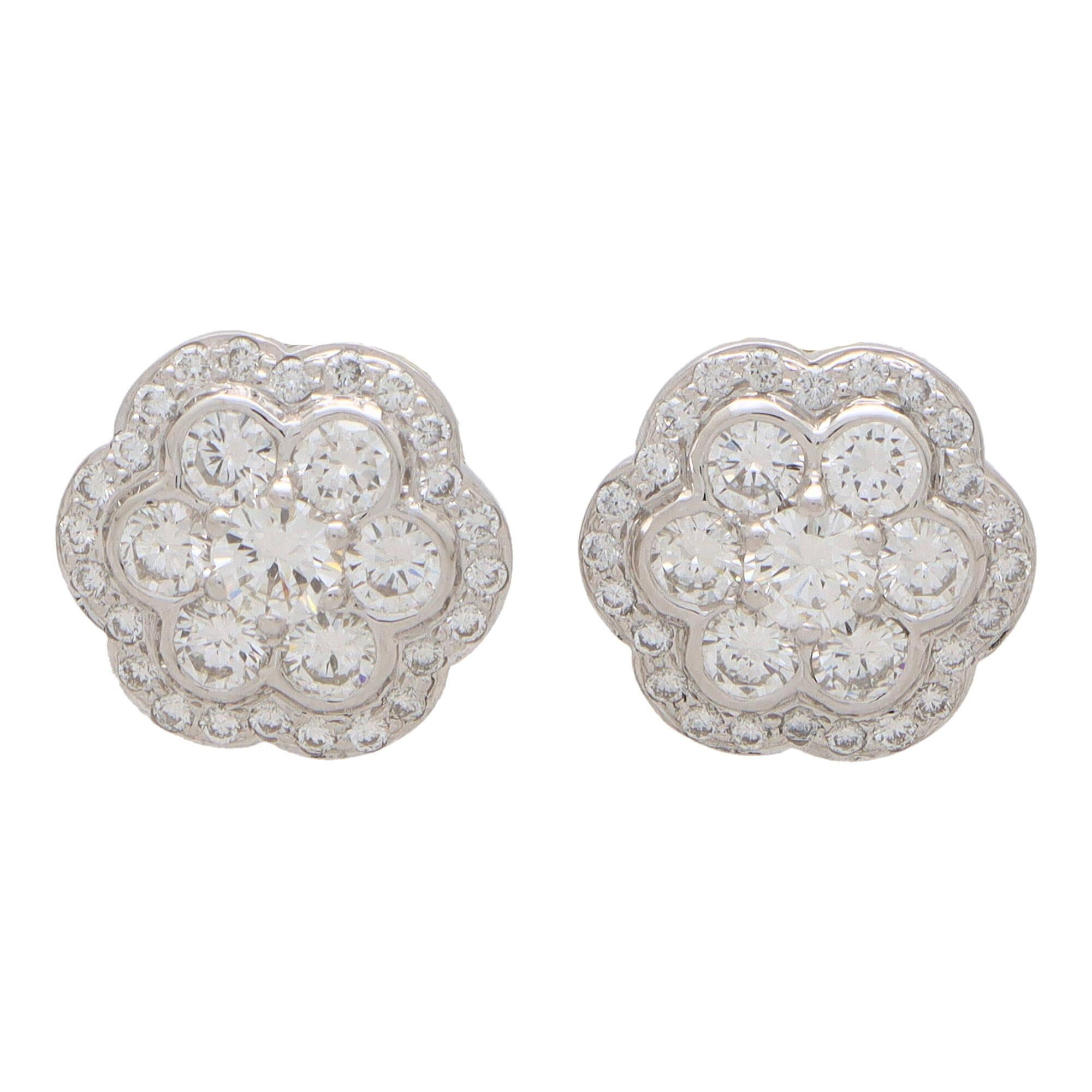5.27 Carat Floral Diamond Leaf Earrings in 18k White Gold For Sale at ...