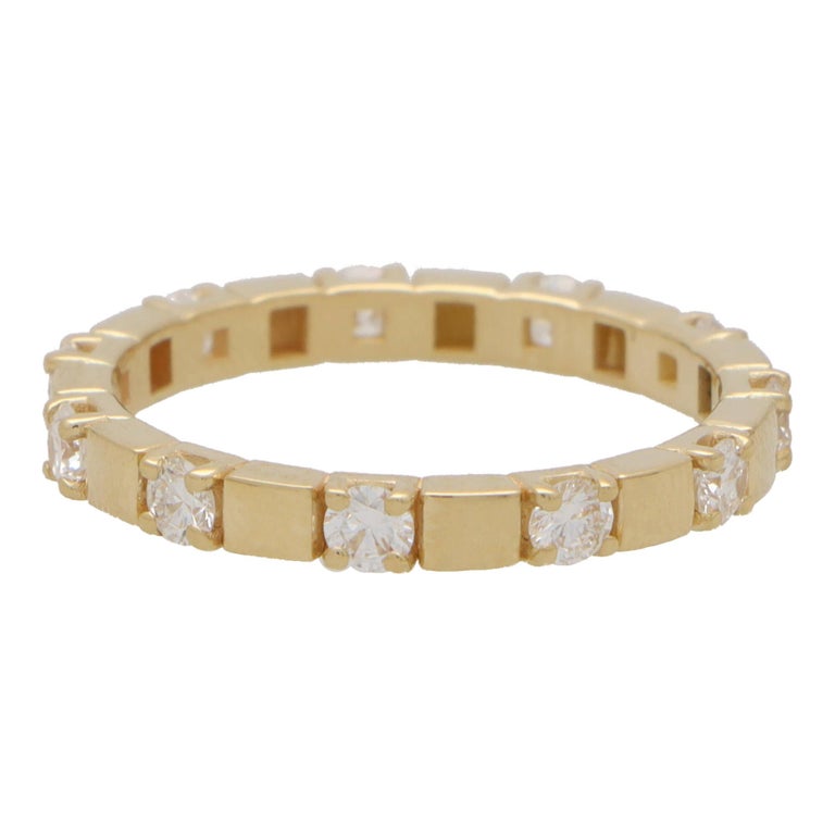 Contemporary Diamond Full Eternity Band Ring in 18k Yellow Gold For ...