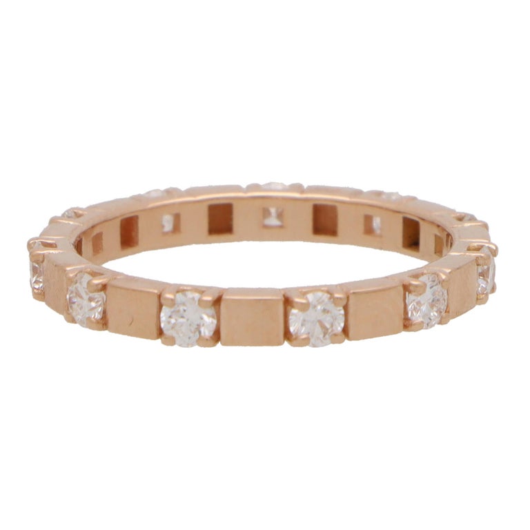 Contemporary Diamond Full Eternity Ring in 18k Rose Gold For Sale at ...