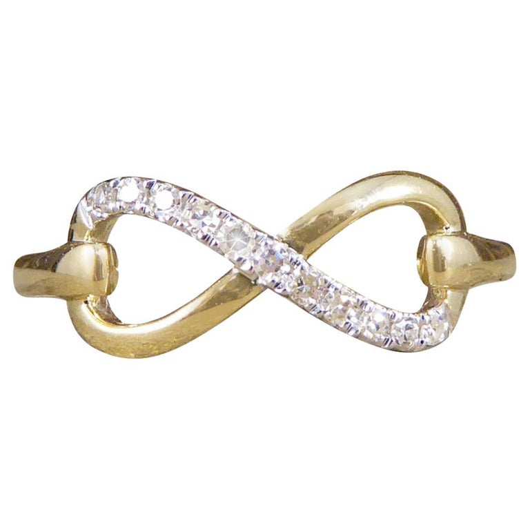 Contemporary Diamond Set Infinity Love Ring in 9ct Yellow Gold For Sale ...