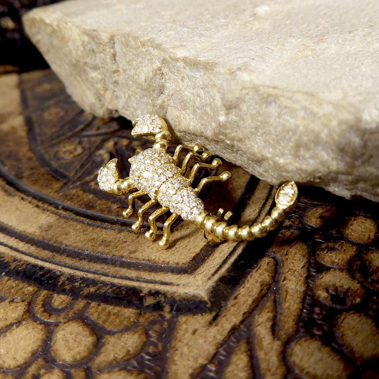 Contemporary Diamond Set Scorpion Pendant Brooch in 18 Carat Yellow ...