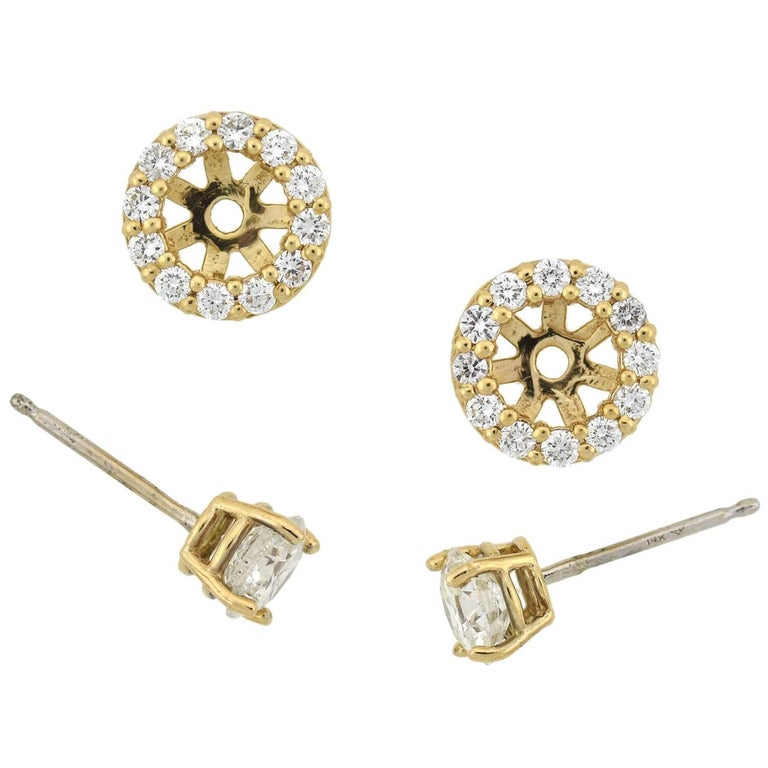 Contemporary Diamond Stud Earrings with Removable Diamond Halo Jacket ...