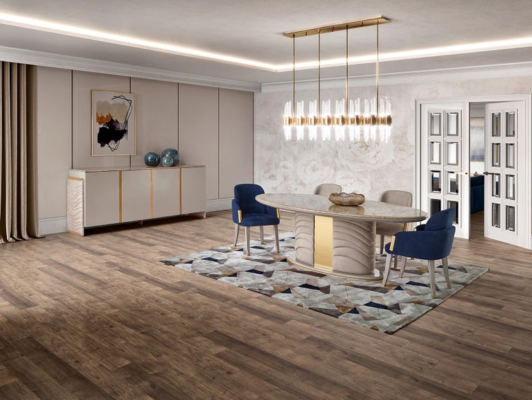 Contemporary Dining Chair Offered in Greige Velvet For Sale at 1stDibs