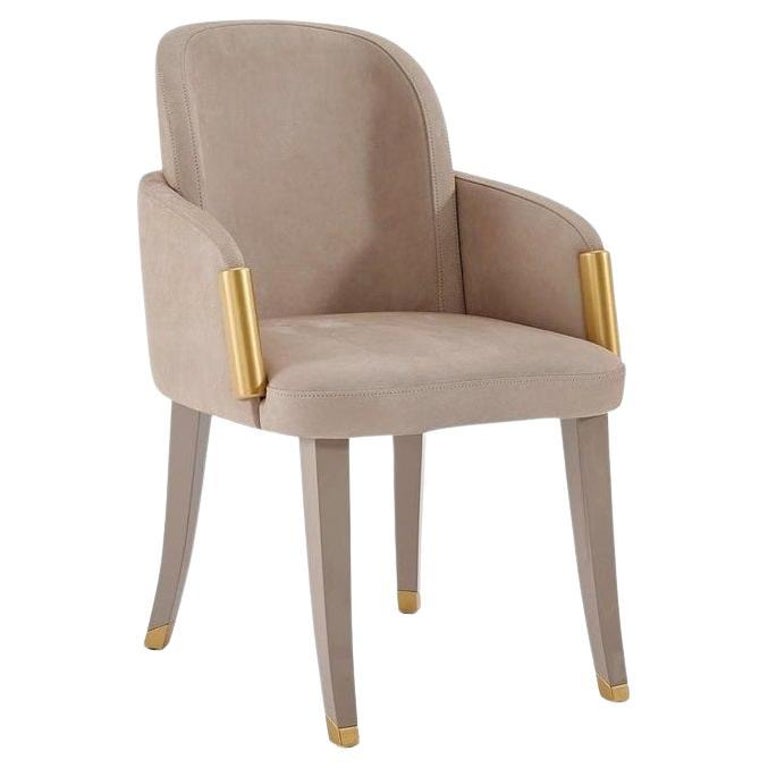 Contemporary Dining Chair Offered in Greige Velvet For Sale at 1stDibs