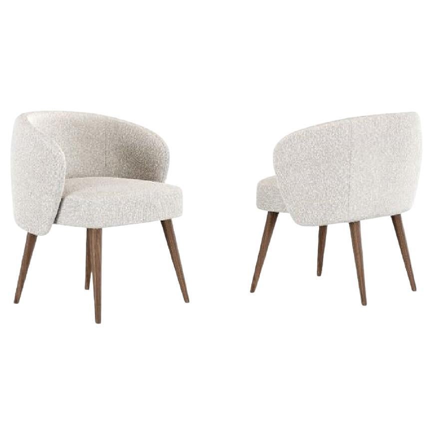 Contemporary Dining Chair with Curved Backrest and Walnut Legs For Sale ...