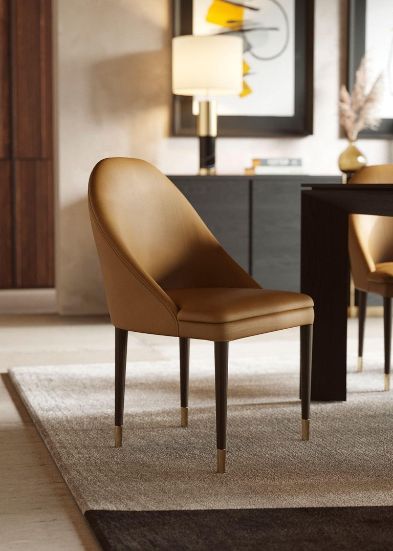 Contemporary Dining Chairs in Camel Velvet, Set of 6 For Sale at ...