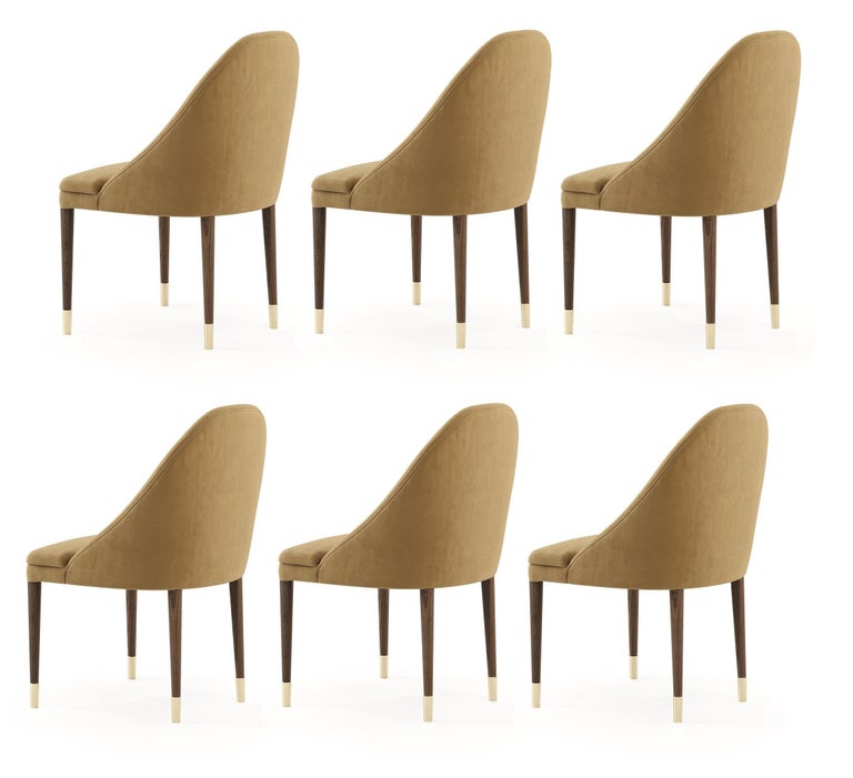 Contemporary Dining Chairs in Camel Velvet, Set of 6 For Sale at ...