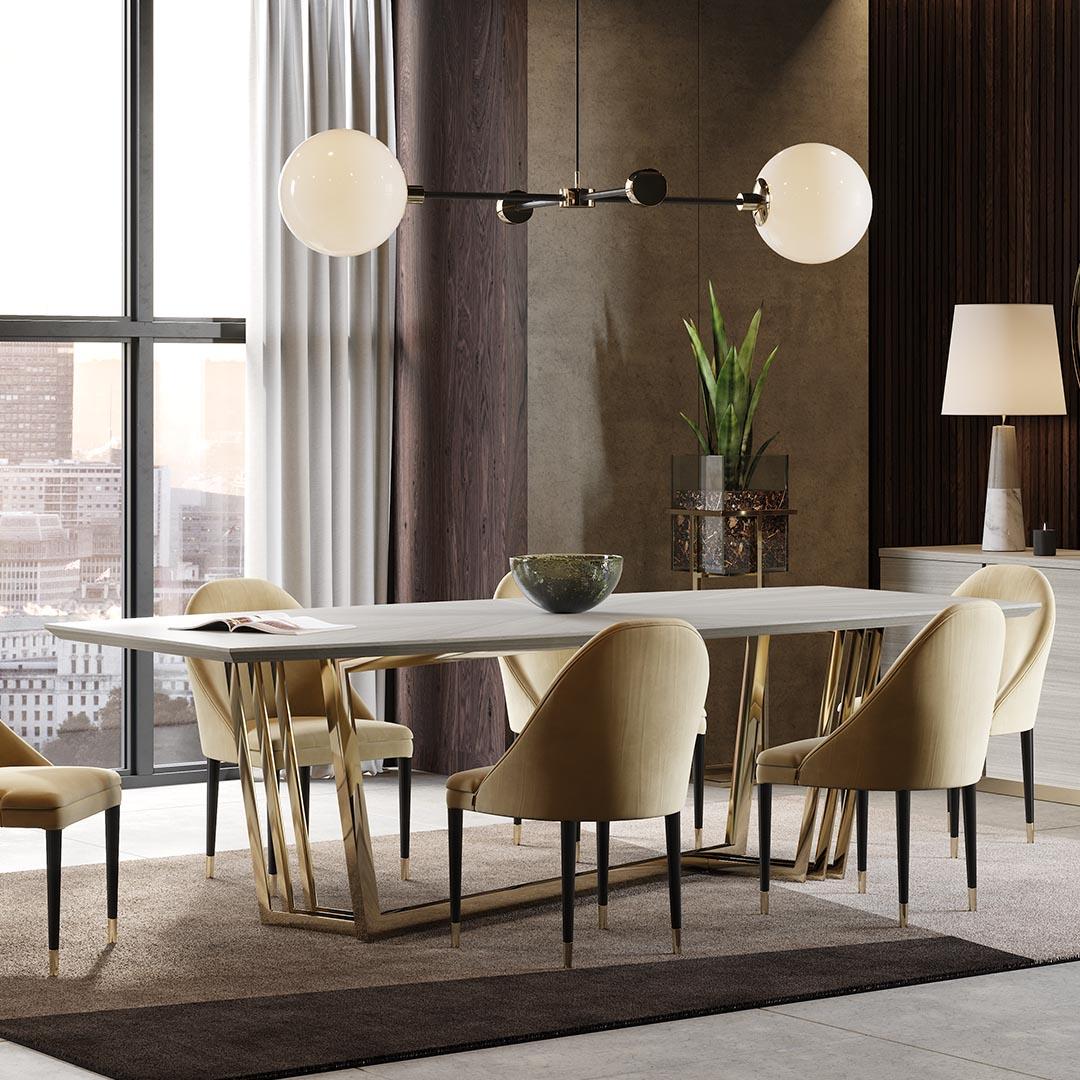 Contemporary Dining Chairs in Camel Velvet, Set of 6 For Sale at ...