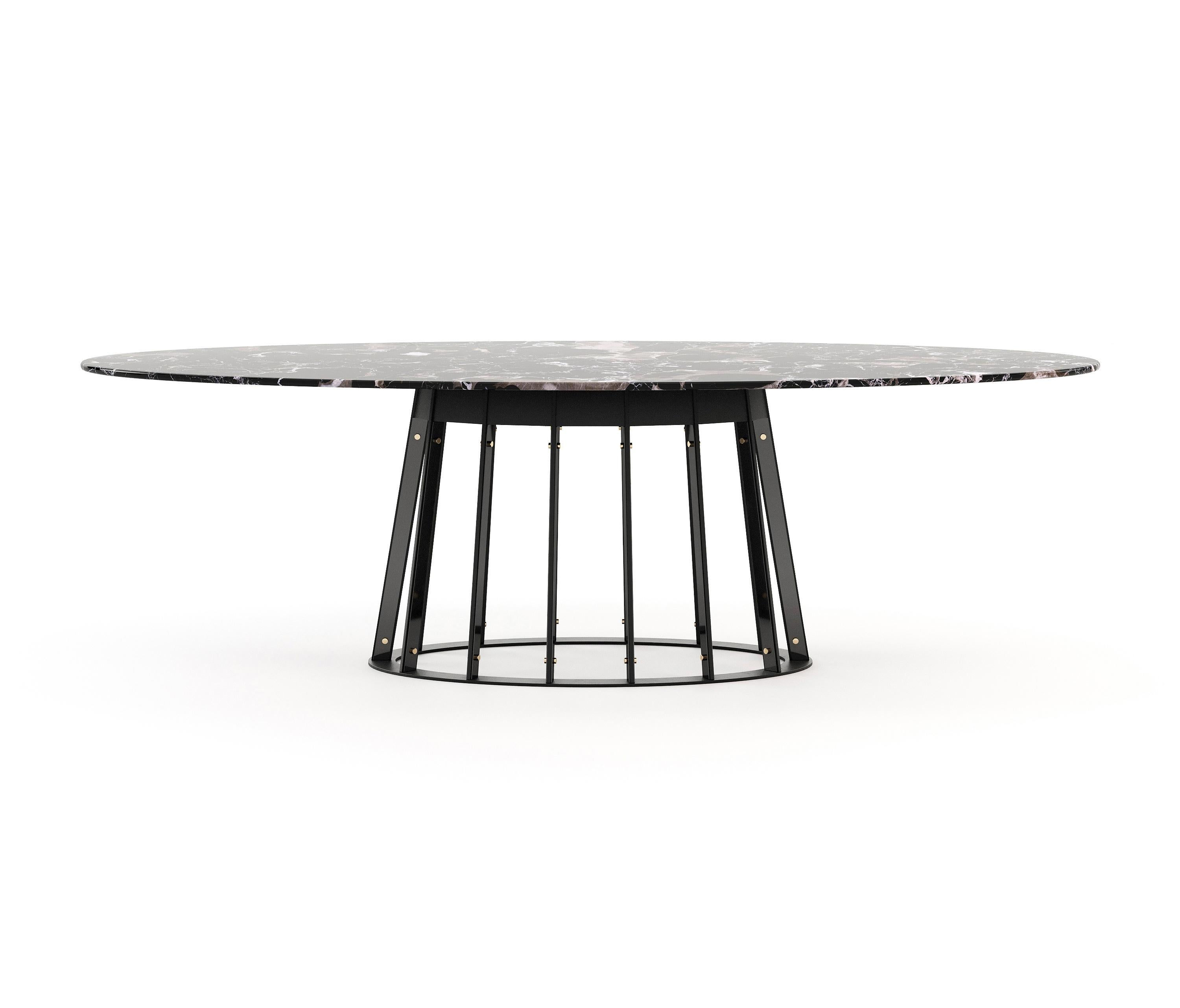 Oval Metal and Marble Dining Table For Sale at 1stDibs