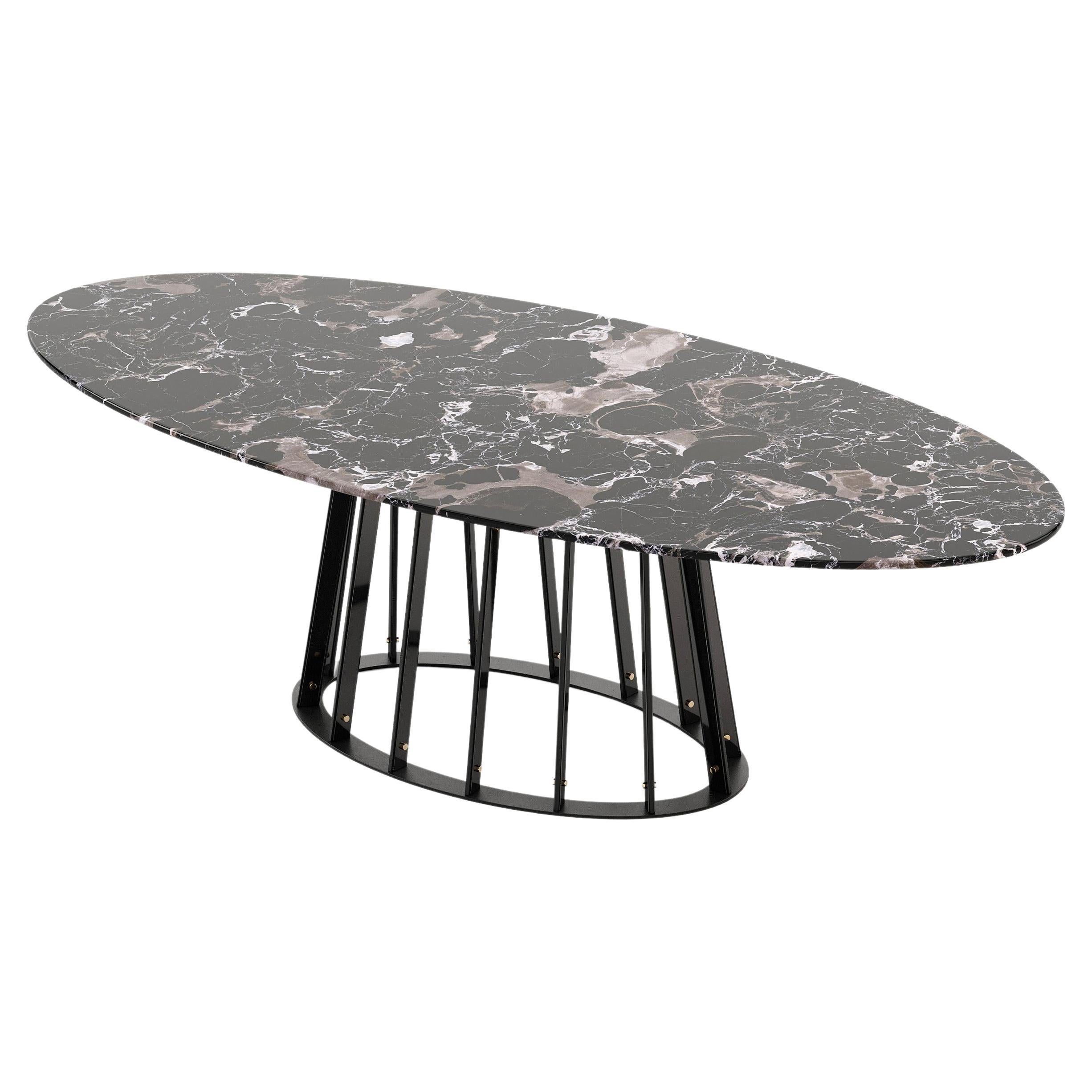 Oval Metal and Marble Dining Table For Sale at 1stDibs