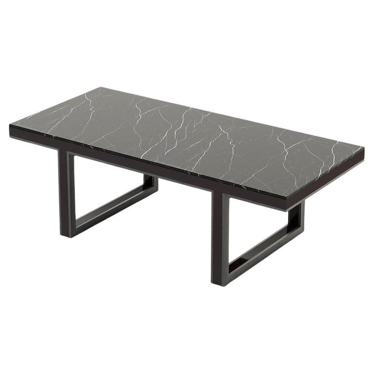 Custom Rectangular Dining Table with Polished Marble Top, Wood and ...