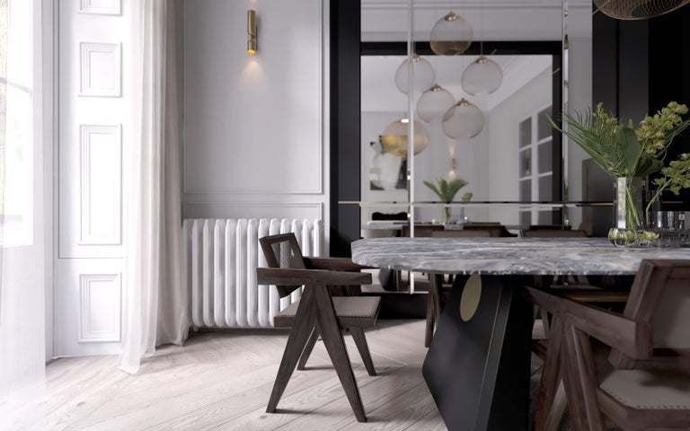Contemporary Dining Table Henge, Marble and Wood 'Customizable' For ...