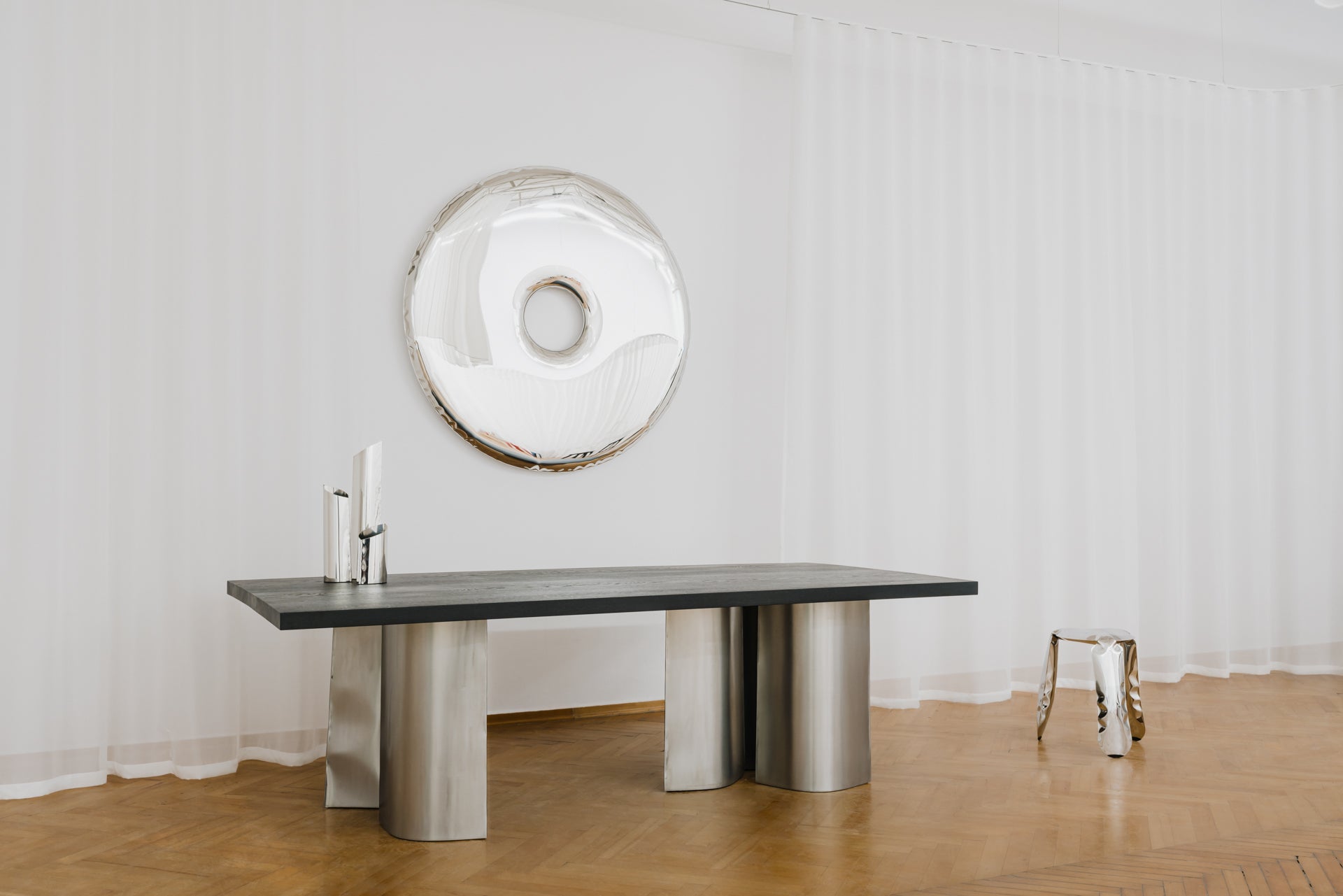 Contemporary Dining Table 'Parova' by Zieta, Stainless Steel and Dark ...
