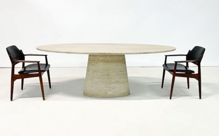 Contemporary Dining Table, Travertine, Italy For Sale at 1stDibs