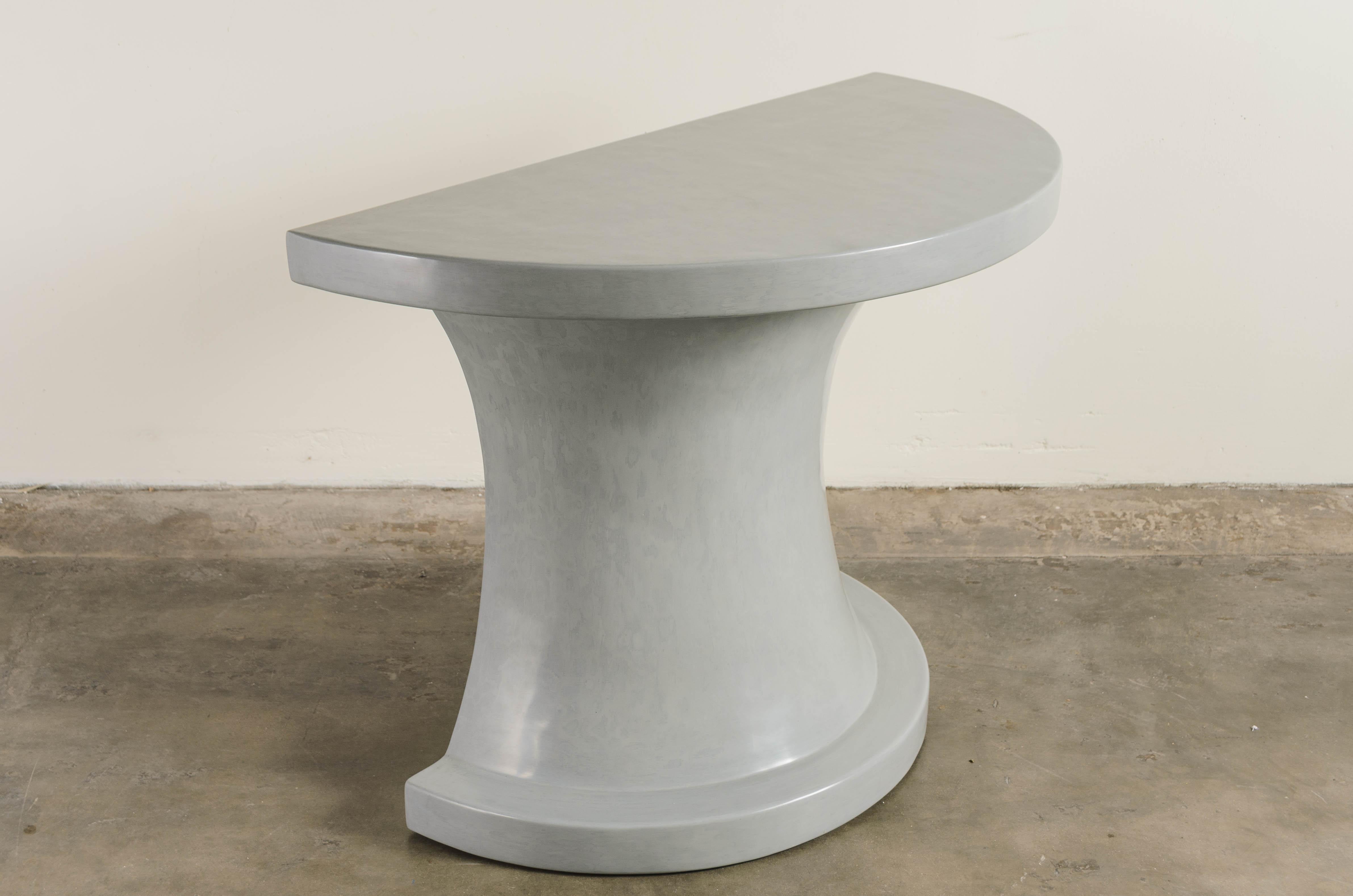 Contemporary Diva Half Round Table in Grey Lacquer by Robert Kuo ...