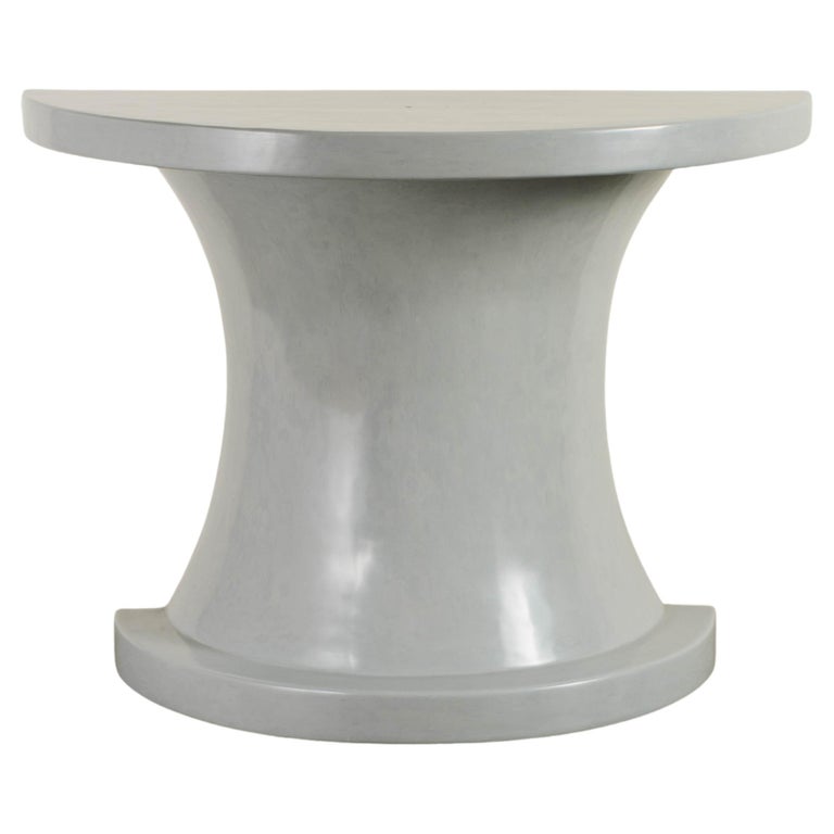Contemporary Diva Half Round Table in Grey Lacquer by Robert Kuo ...