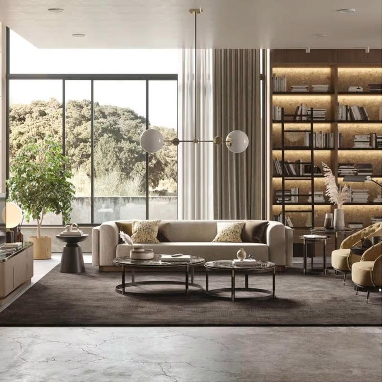 Contemporary Double Layered Back Sofa With Gold Detailing For Sale at ...