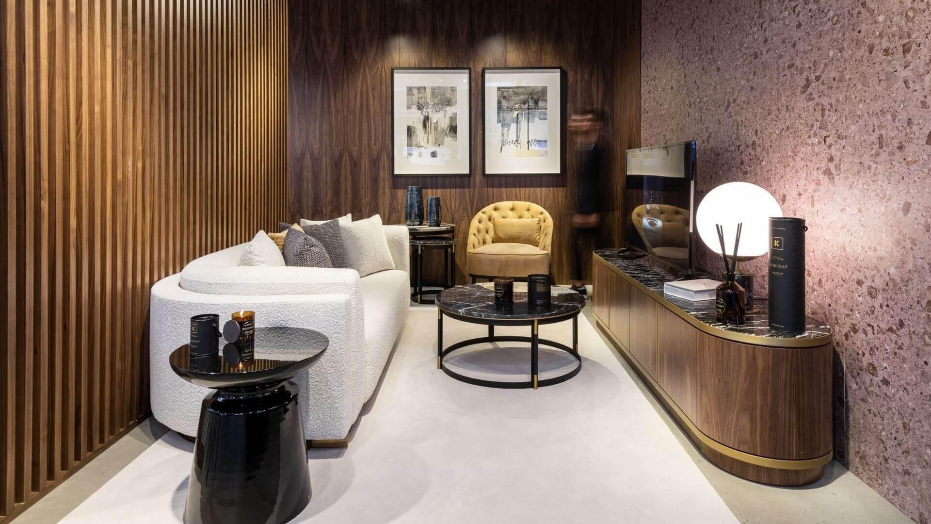 Contemporary Double Layered Back Sofa With Gold Detailing For Sale at ...