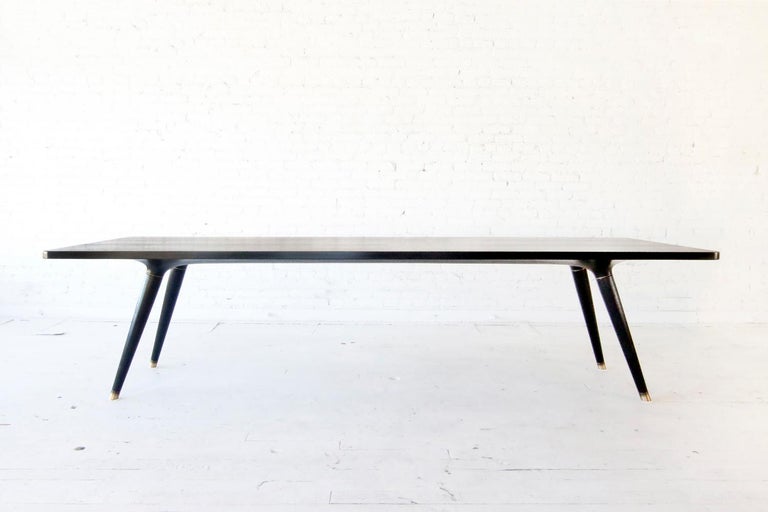 Contemporary Ebonized Dining Table in Carved Walnut with Brass Accents ...