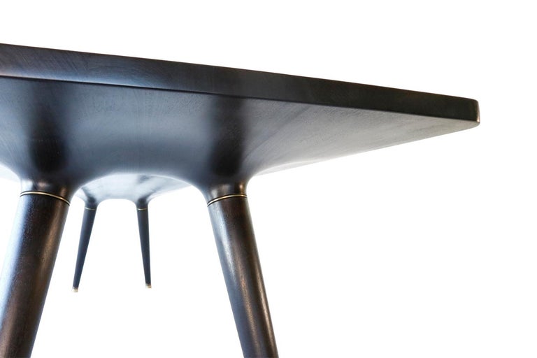 Contemporary Ebonized Dining Table in Carved Walnut with Brass Accents ...