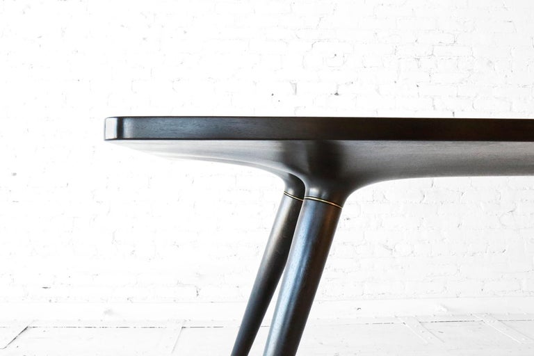 Contemporary Ebonized Dining Table in Carved Walnut with Brass Accents ...