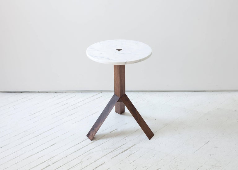 Contemporary Elevate Side Table in White Oak Wood and Stone by Fort Standard For Sale at 1stDibs