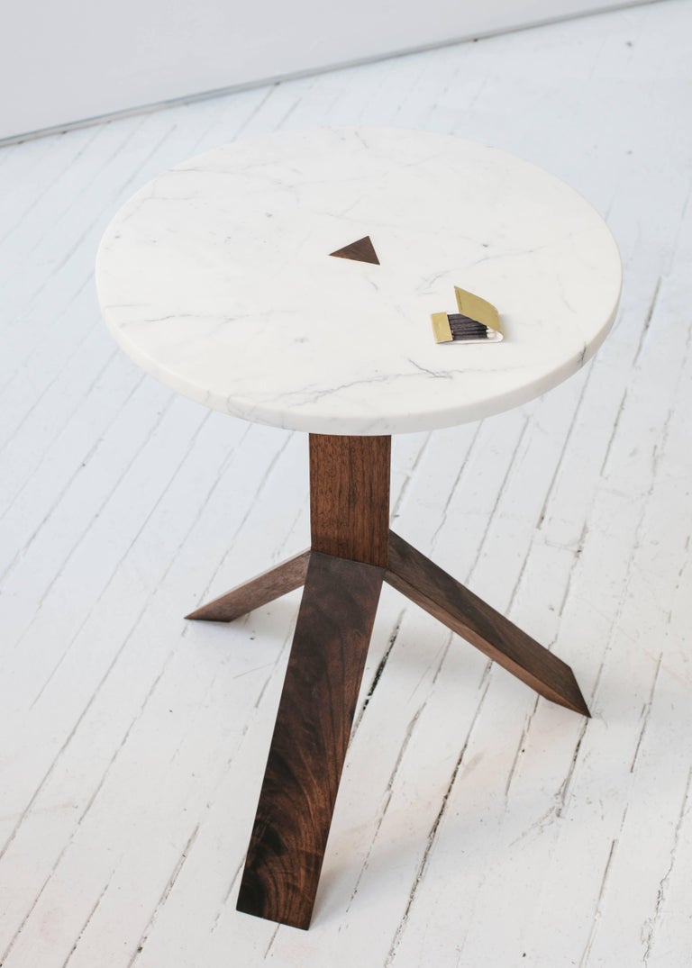 Contemporary Elevate Side Table in White Oak Wood and Stone by Fort Standard For Sale at 1stDibs