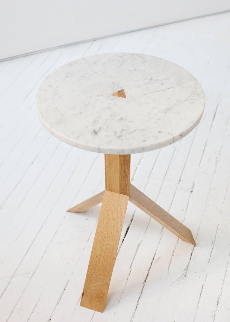 Contemporary Elevate Side Table in White Oak Wood and Stone by Fort Standard For Sale at 1stDibs