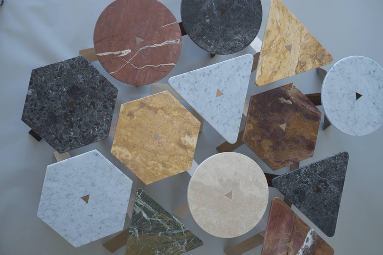 Contemporary Elevate Side Table in White Oak Wood and Stone by Fort Standard For Sale at 1stDibs