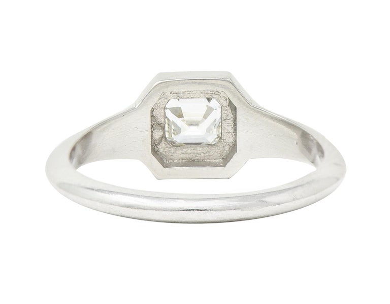 Contemporary Emerald Cut Diamond Platinum Flush Set Solitaire ...