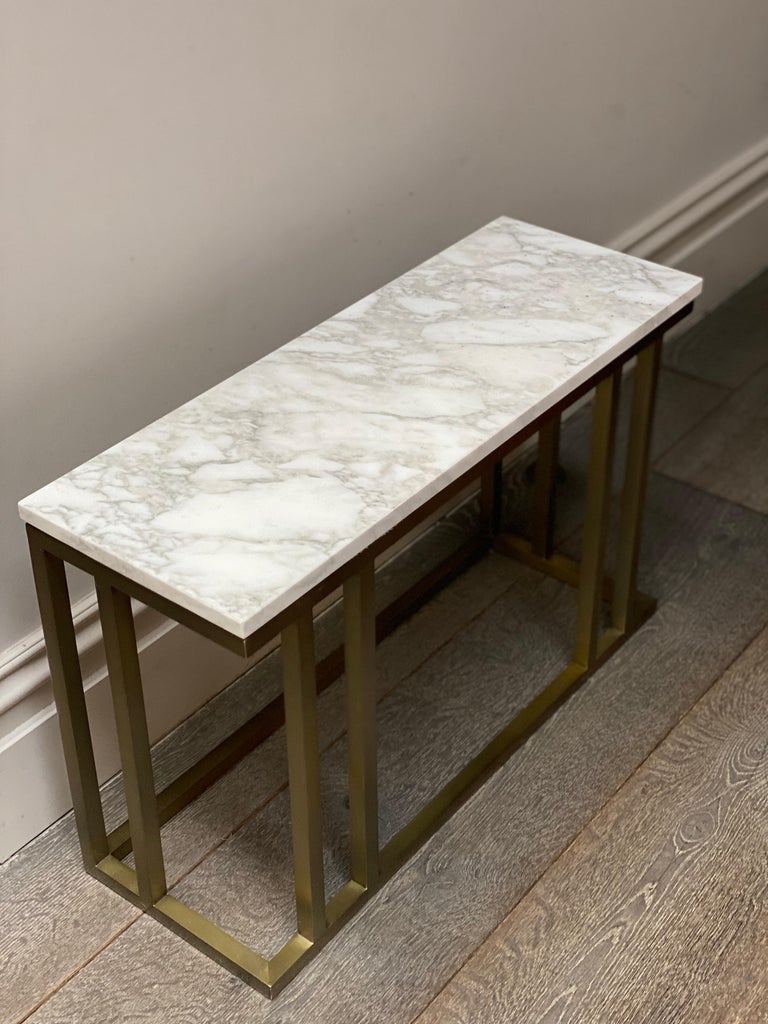 Contemporary Elio Side Table in Arabescato Marble and Antique Brass ...