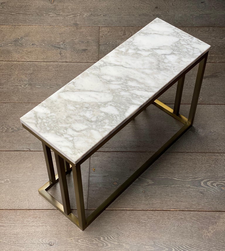 Contemporary Elio Side Table in Arabescato Marble and Antique Brass ...