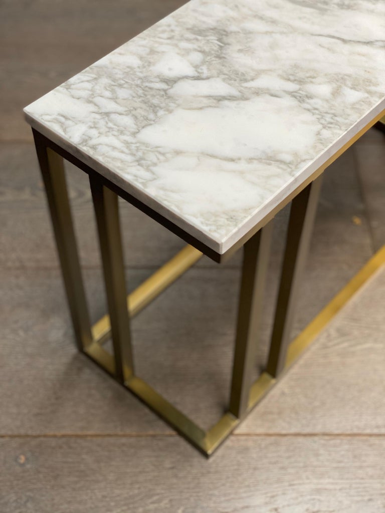 Contemporary Elio Side Table in Arabescato Marble and Antique Brass ...