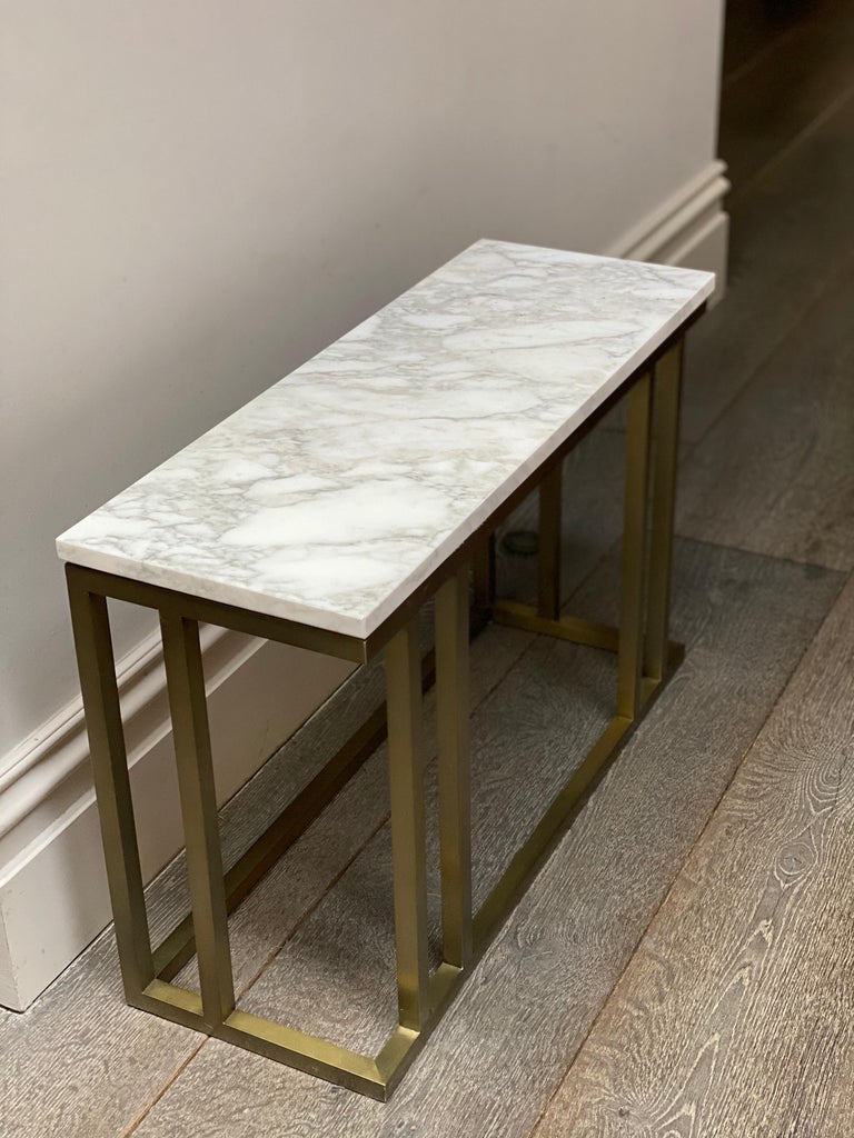 Contemporary Elio Side Table in Arabescato Marble and Antique Brass ...