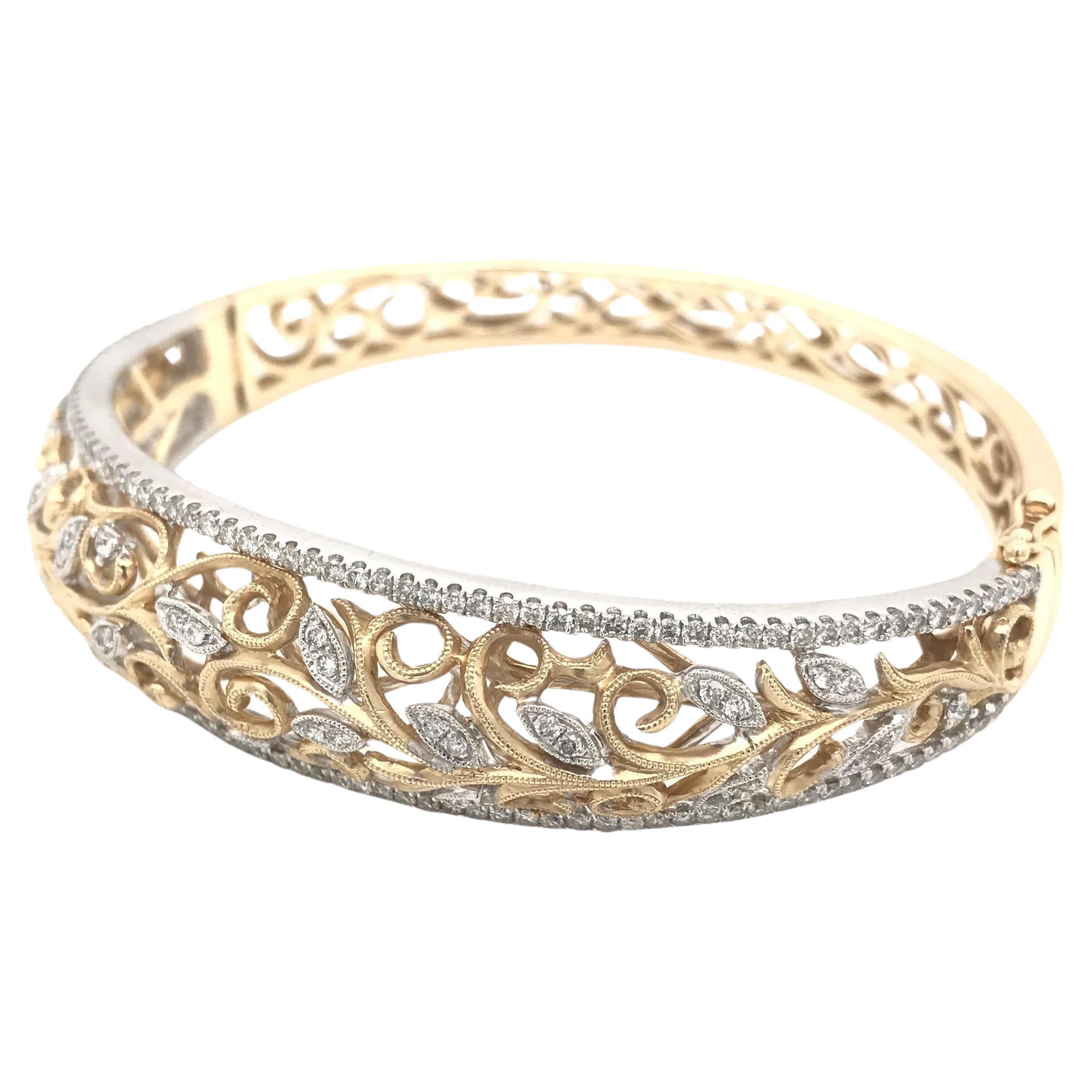 Contemporary Estate Diamond Filigree Bangle Bracelet For Sale at 1stDibs