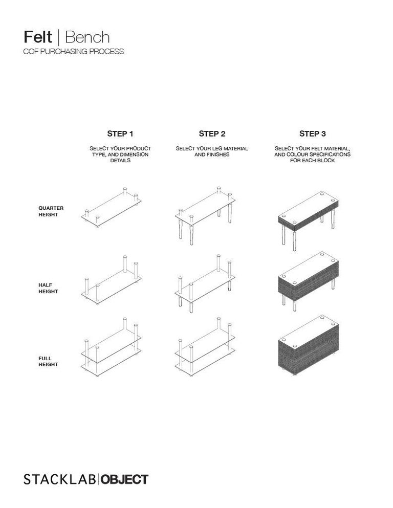 Stacklab Felt Bench - Merino Wool Felt and Walnut Leg For Sale at 1stDibs