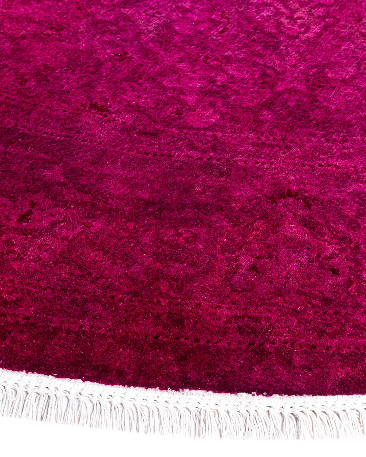 Contemporary Fine Vibrance Hand Knotted Wool Pink Round Area Rug For ...