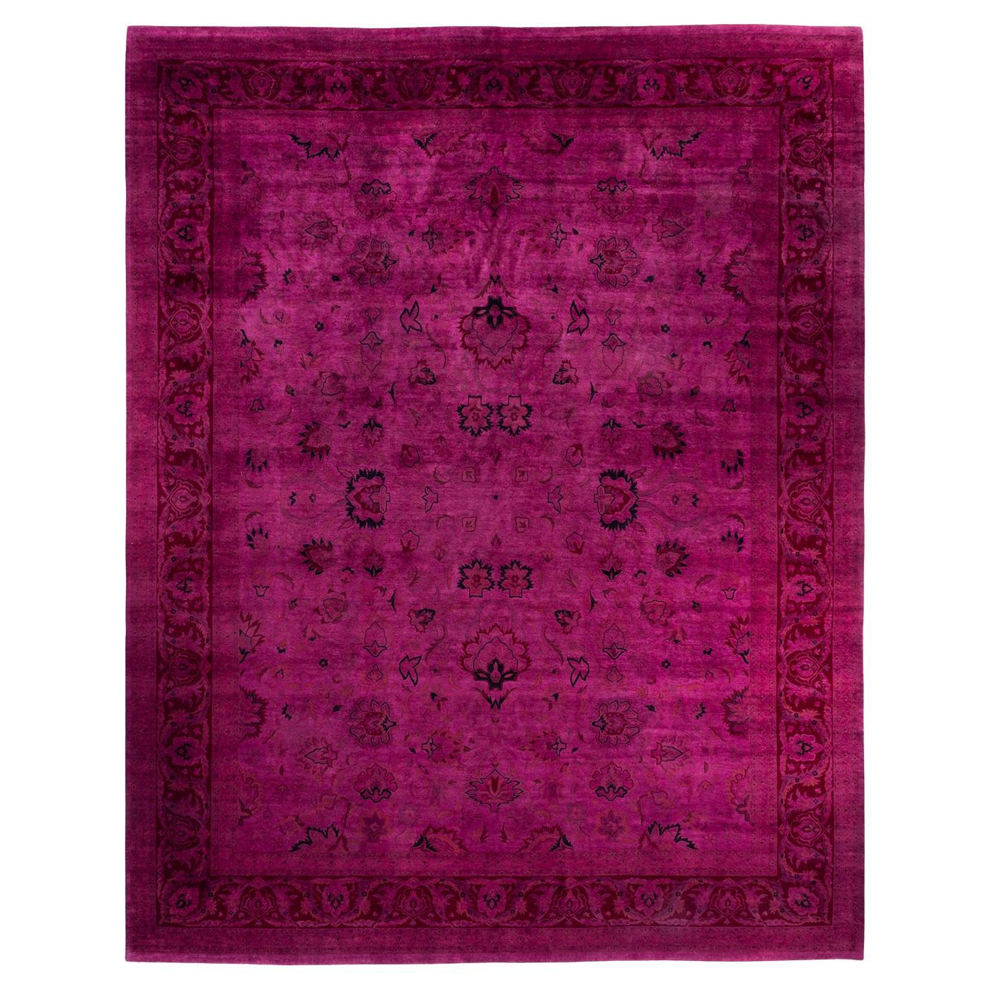 Contemporary Fine Vibrance Hand Knotted Wool Purple Area Rug For Sale ...