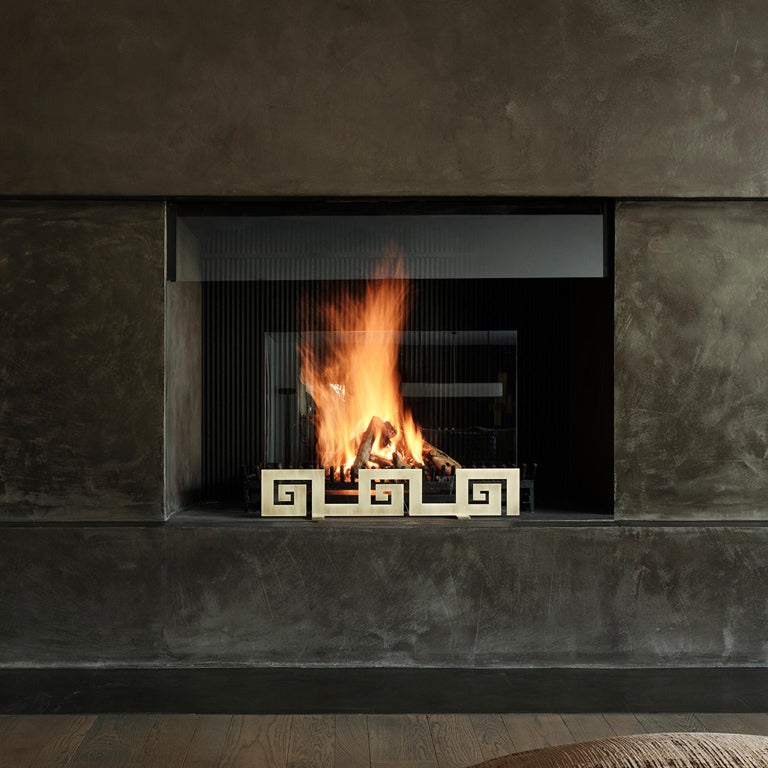 Contemporary Fireplace Screen "Apollo" in Brass and Fireproof Glass, by ...