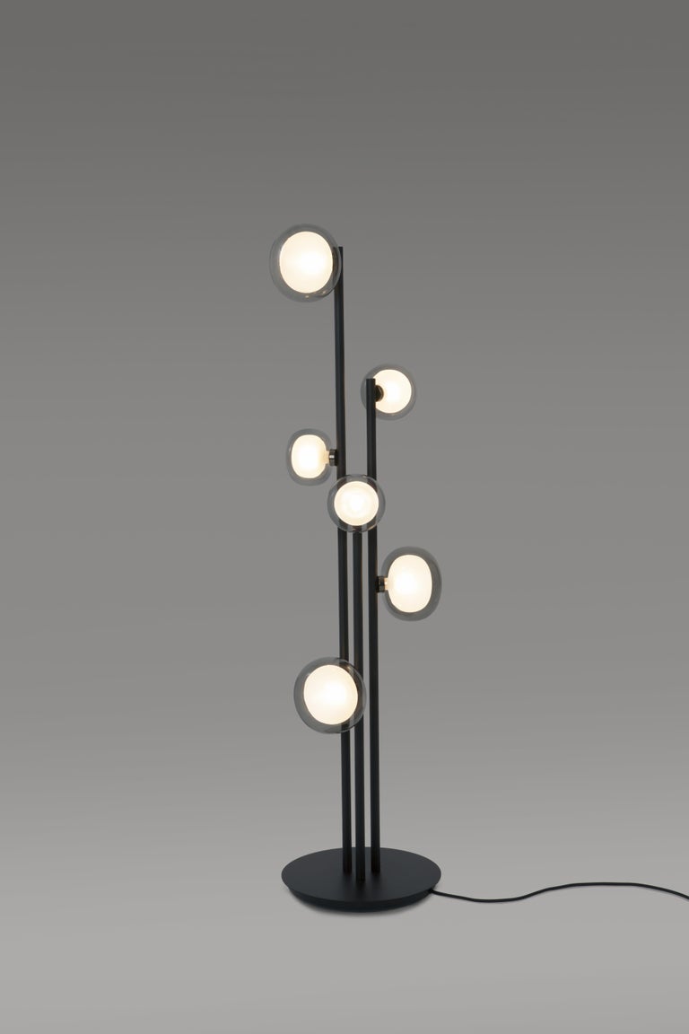 Contemporary Floor Lamp 'Nabila' by Tooy, Brushed Brass and Clear Glass ...