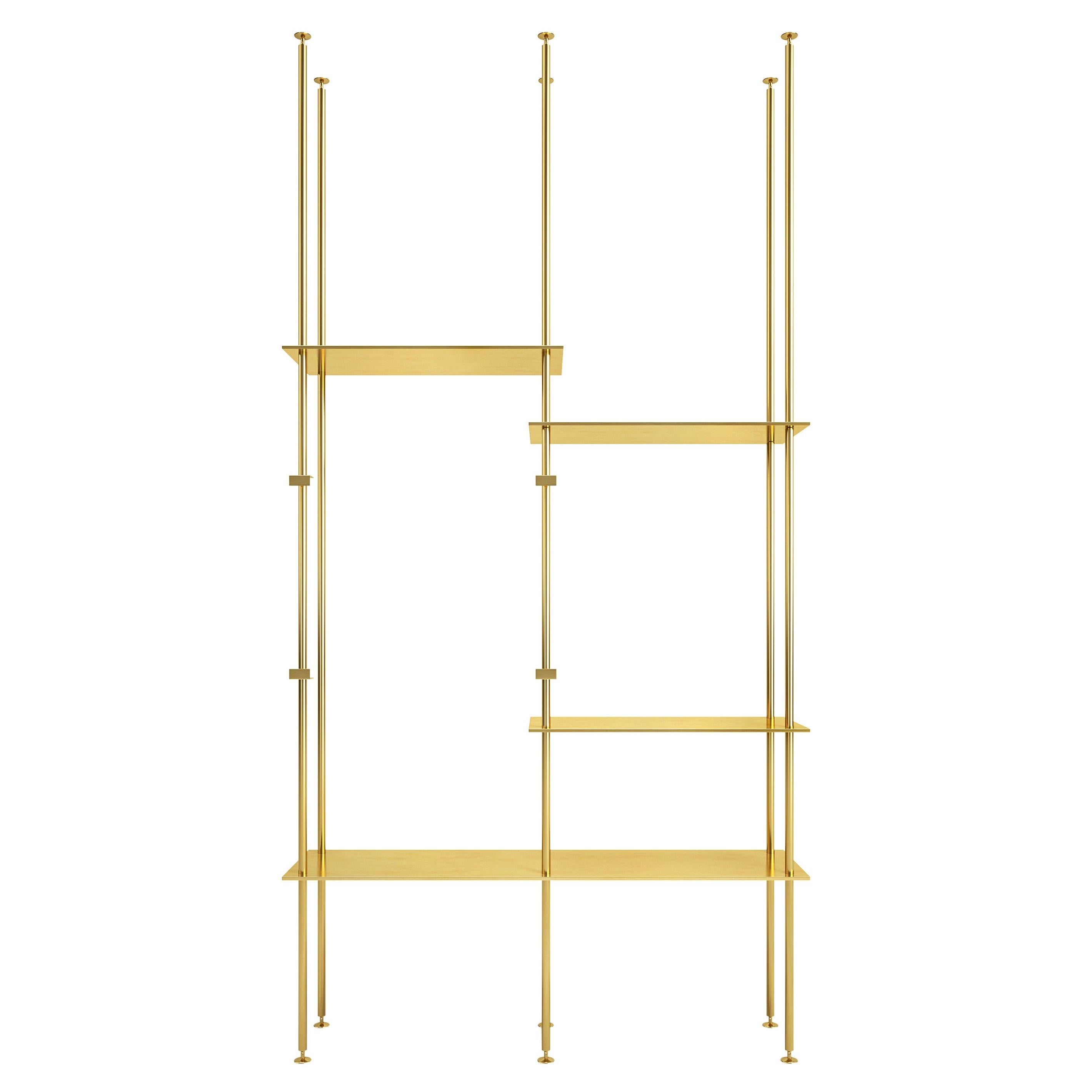 Contemporary Column Set of Four Brass Glass Cupboards Storage Unit ...