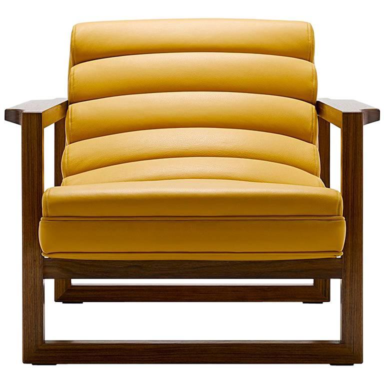 Contemporary Vertere Stool in Oiled Walnut with White Leather Seat Pad ...