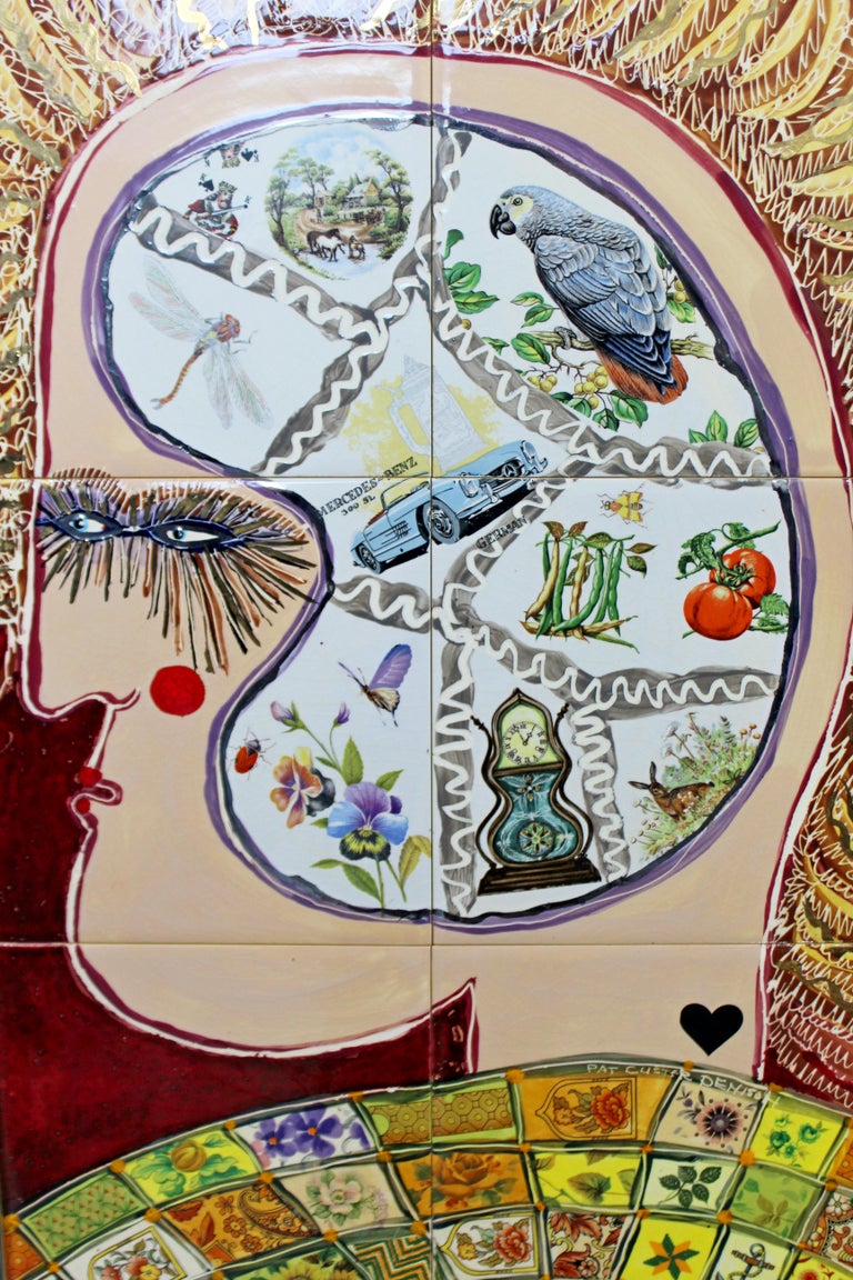 Contemporary Framed Ceramic Tile Wall Art Sculpture Signed Pat Denison ...