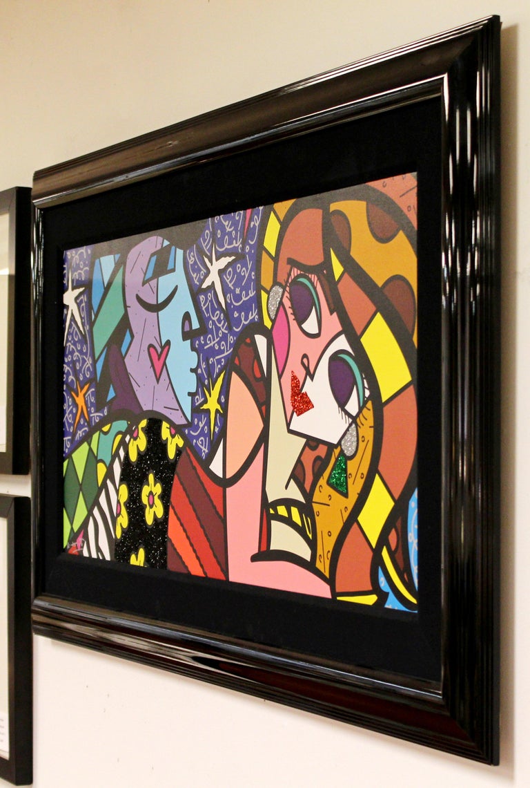 Contemporary Framed Hand Embellished on Canvas Litho Sweet Talk Britto ...