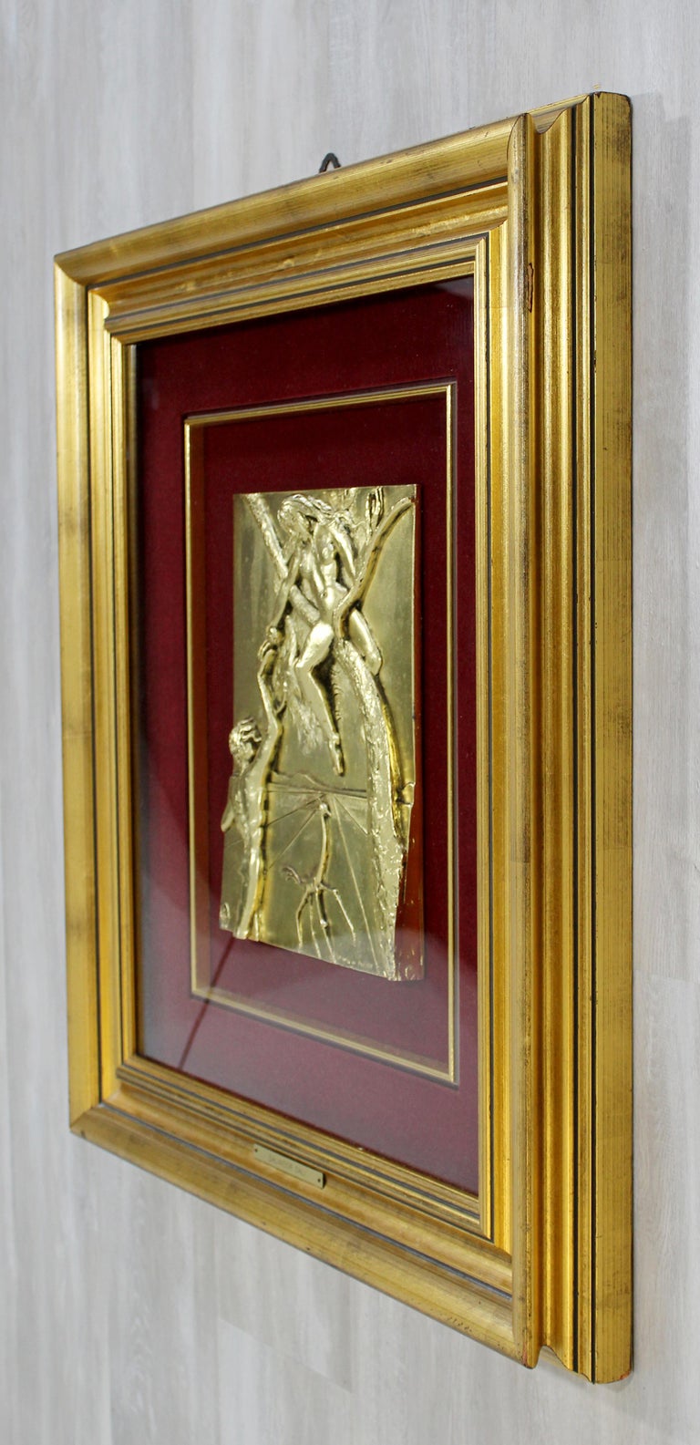 Contemporary Framed Salvador Dali Bas Wall Relief Gold Dipped Silver ...